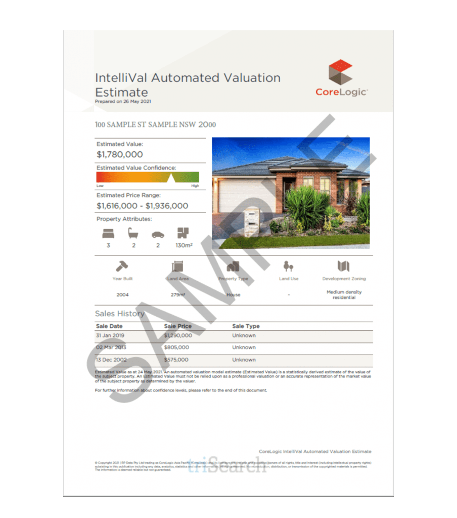 RP Data - Auto Valuation - triSearch